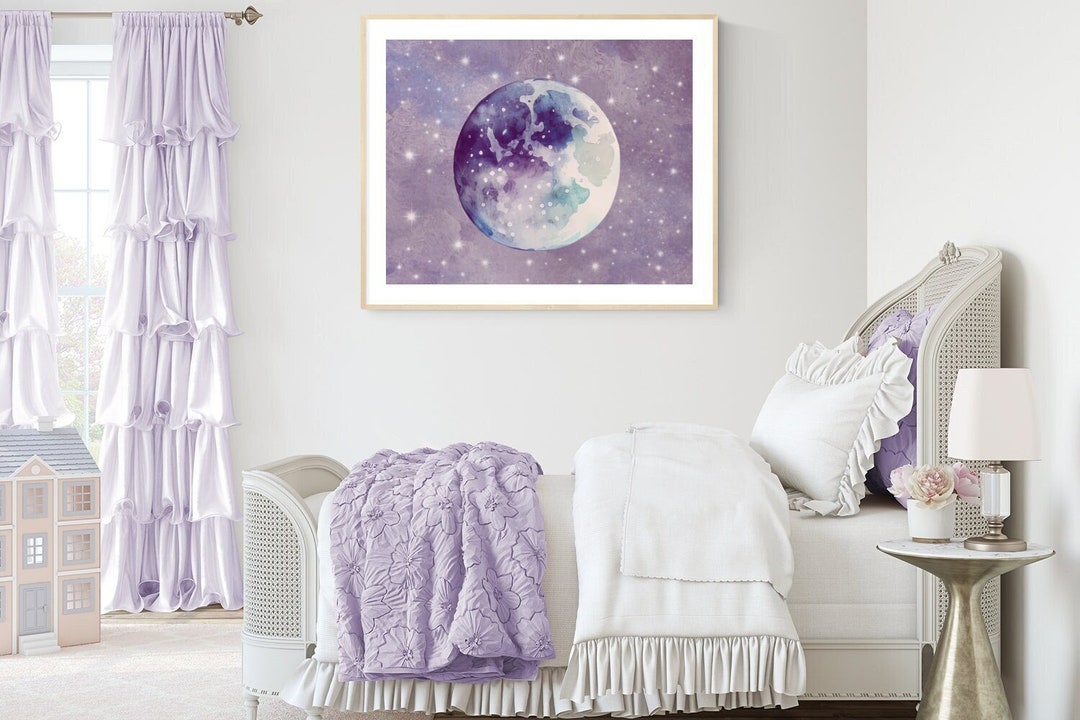 Tween Girls Wall Art Purple Planet Art Print Planetary Outer Space Wall ...