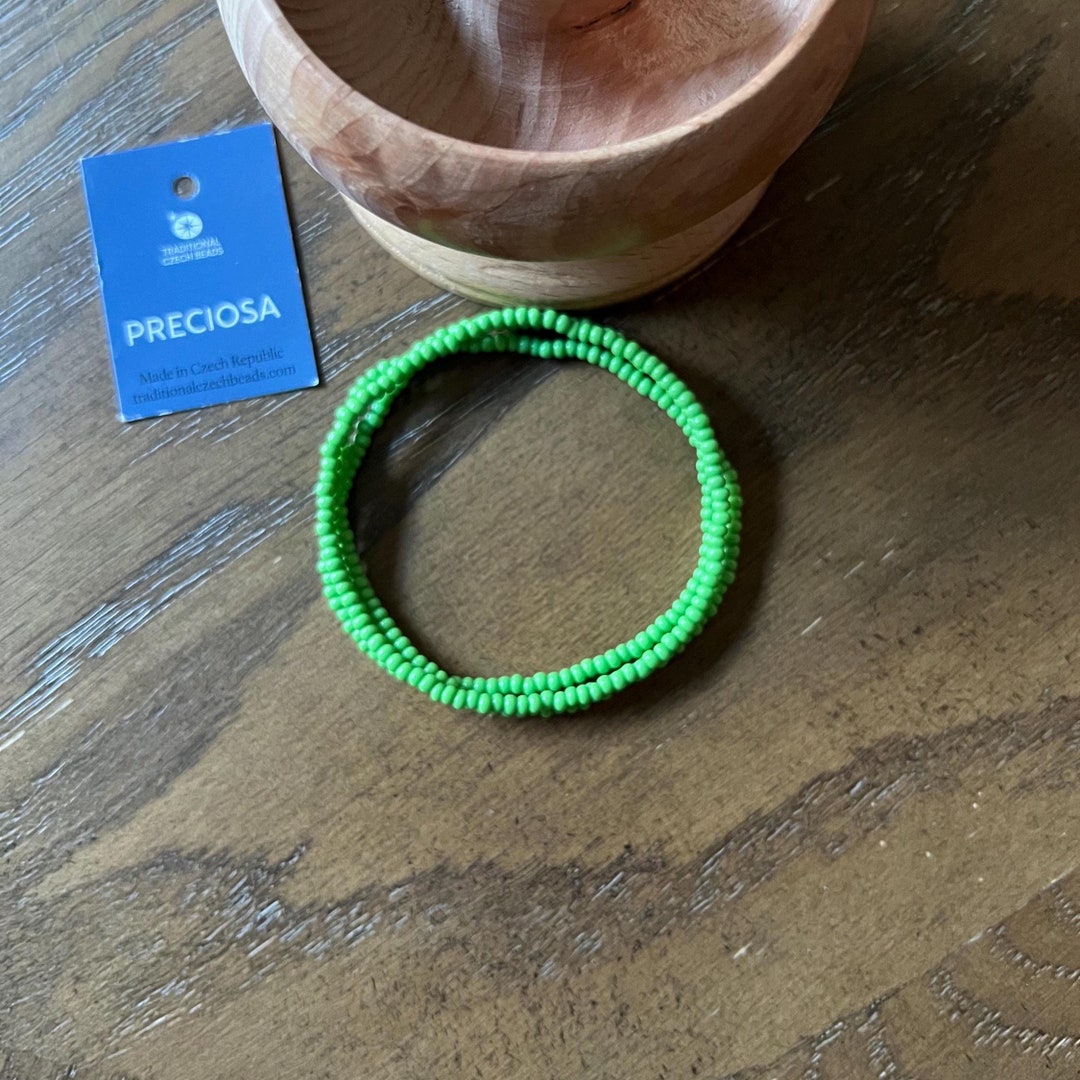 Green Beaded Bracelet Glass Seed Bead Bracelets Beaded Jewelry for ...