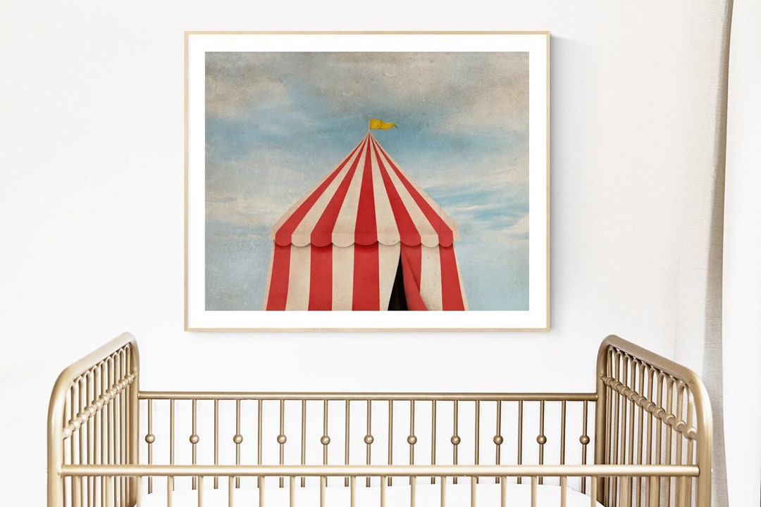 Circus Tent Vintage Style Art Toddler Room Carnival Decor Wall - Etsy