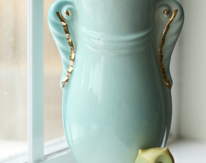 Vintage Aqua Blue Vase - Etsy