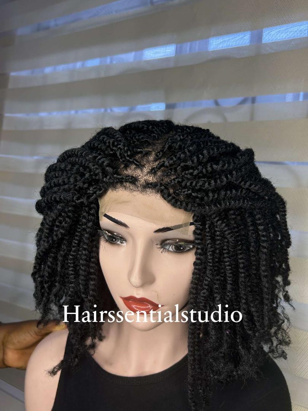 Nubian Twist Kinky Twist Lightweight Braided Wig for Women Handmade Wig ...