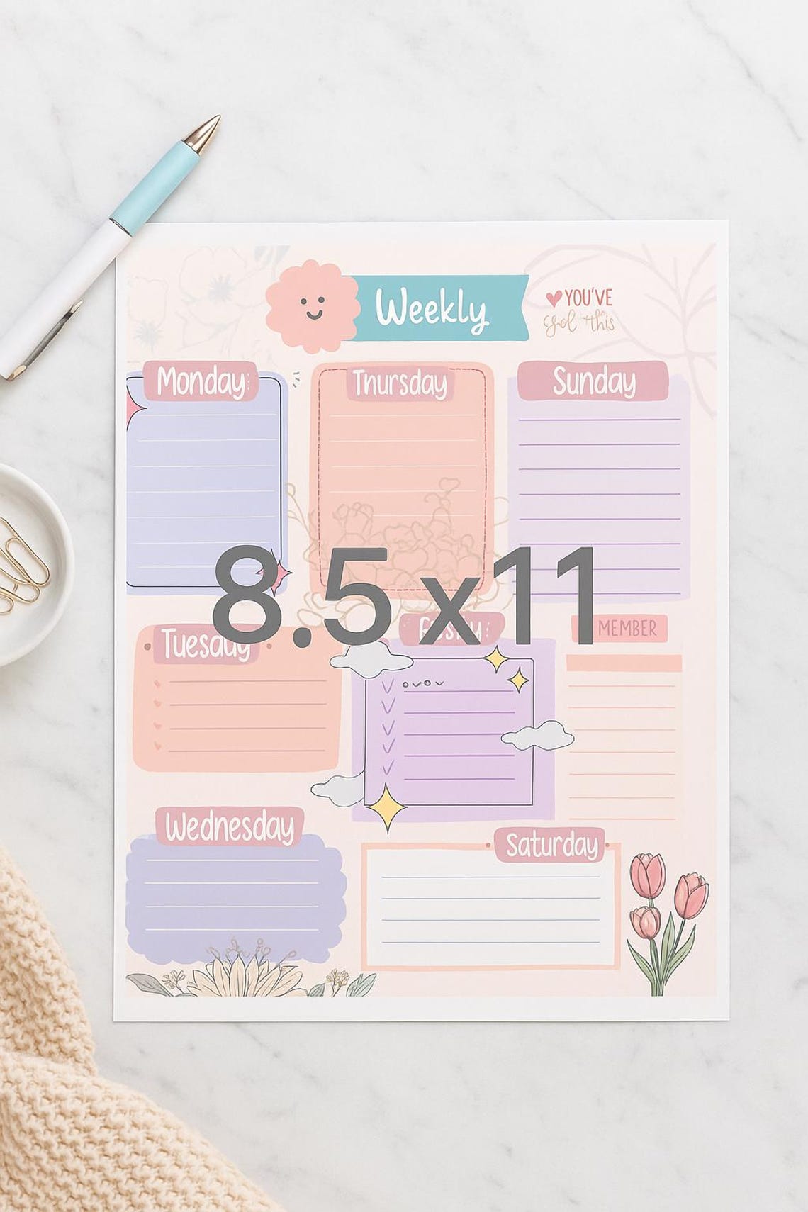 Weekly Planner Printable for Busy Life,pastel Organizer,8.5x11 1 PDF ...