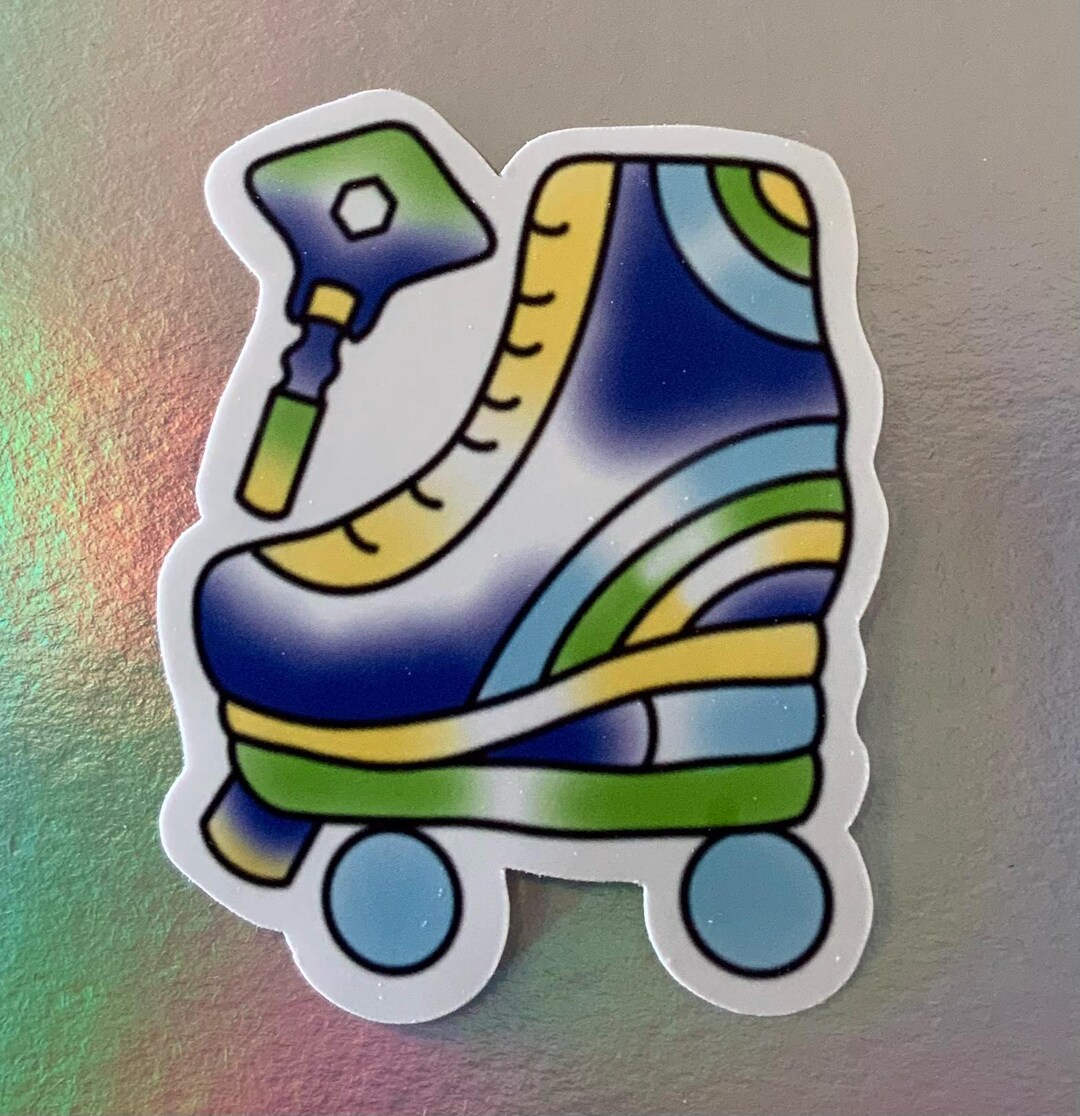 Roller Skate and Key Vinyl Sticker - Etsy