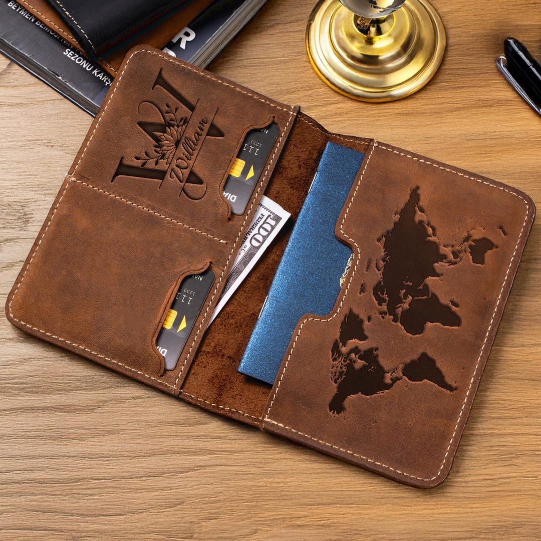 Personalized Leather Passport Holder: Custom Laser Engraved Travel Gift ...