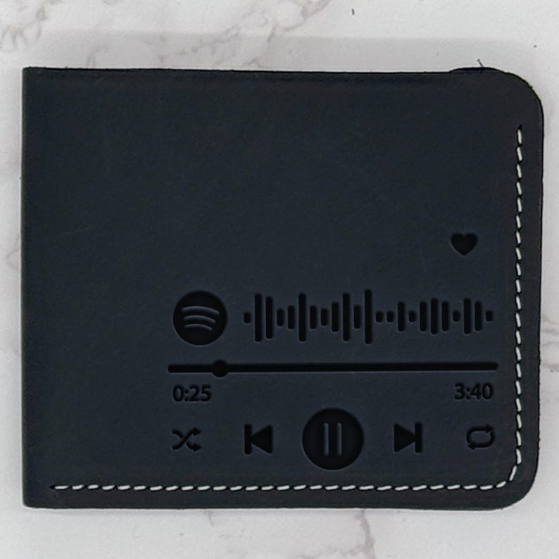 Personalized Leather Spotify Wallet - Custom Song Code Engraved - Etsy
