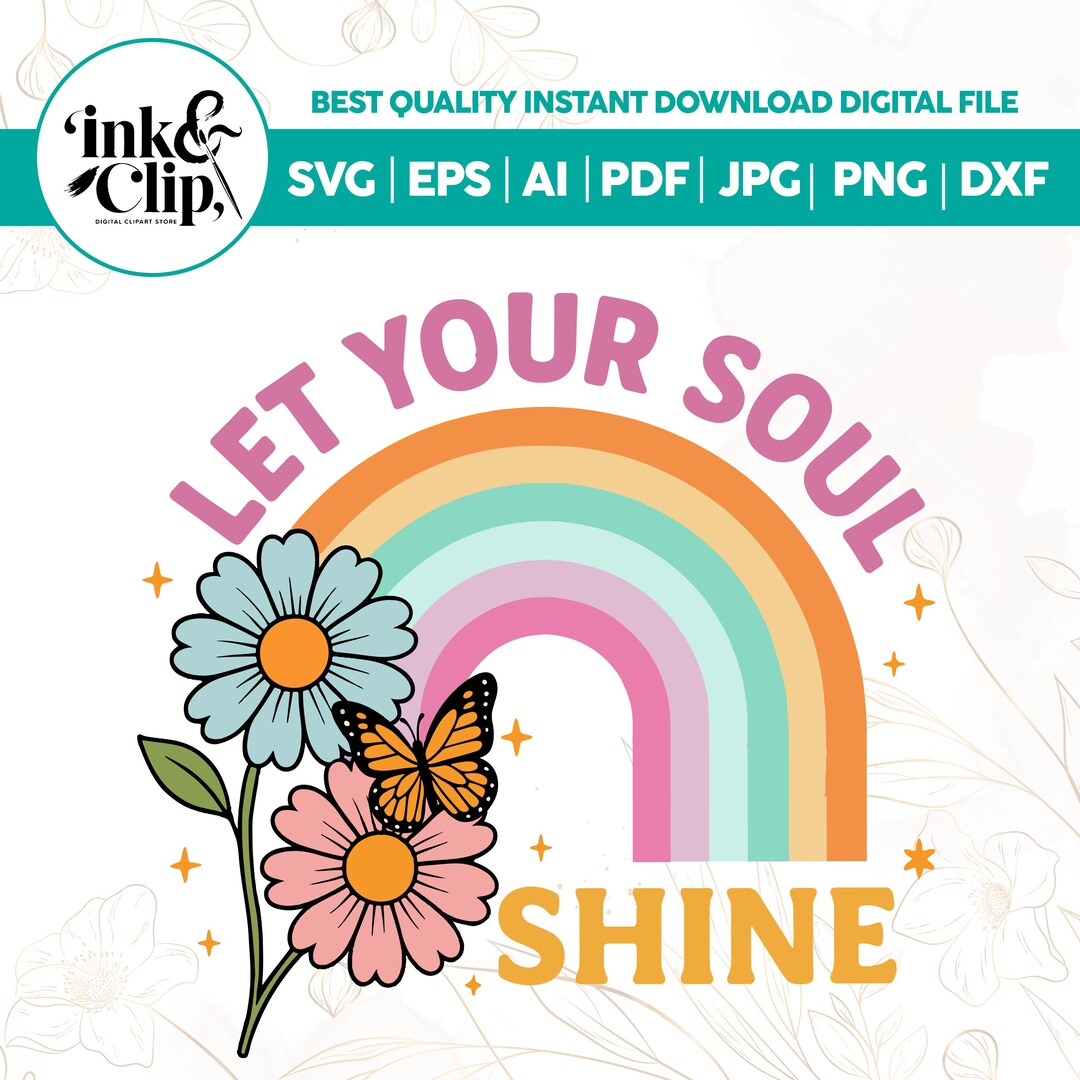 Soul Shine Rainbow PNG: Daisy Butterfly Art (digital Download) - Etsy