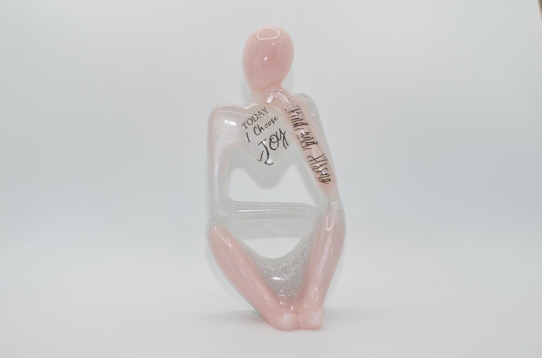 Pink and White Resin Thinker Figurine - Today I Choose Joy - Kind and ...
