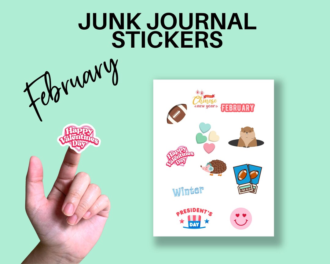 February Sticker Sheet for Junk Journaling Printable Cricut Print and ...