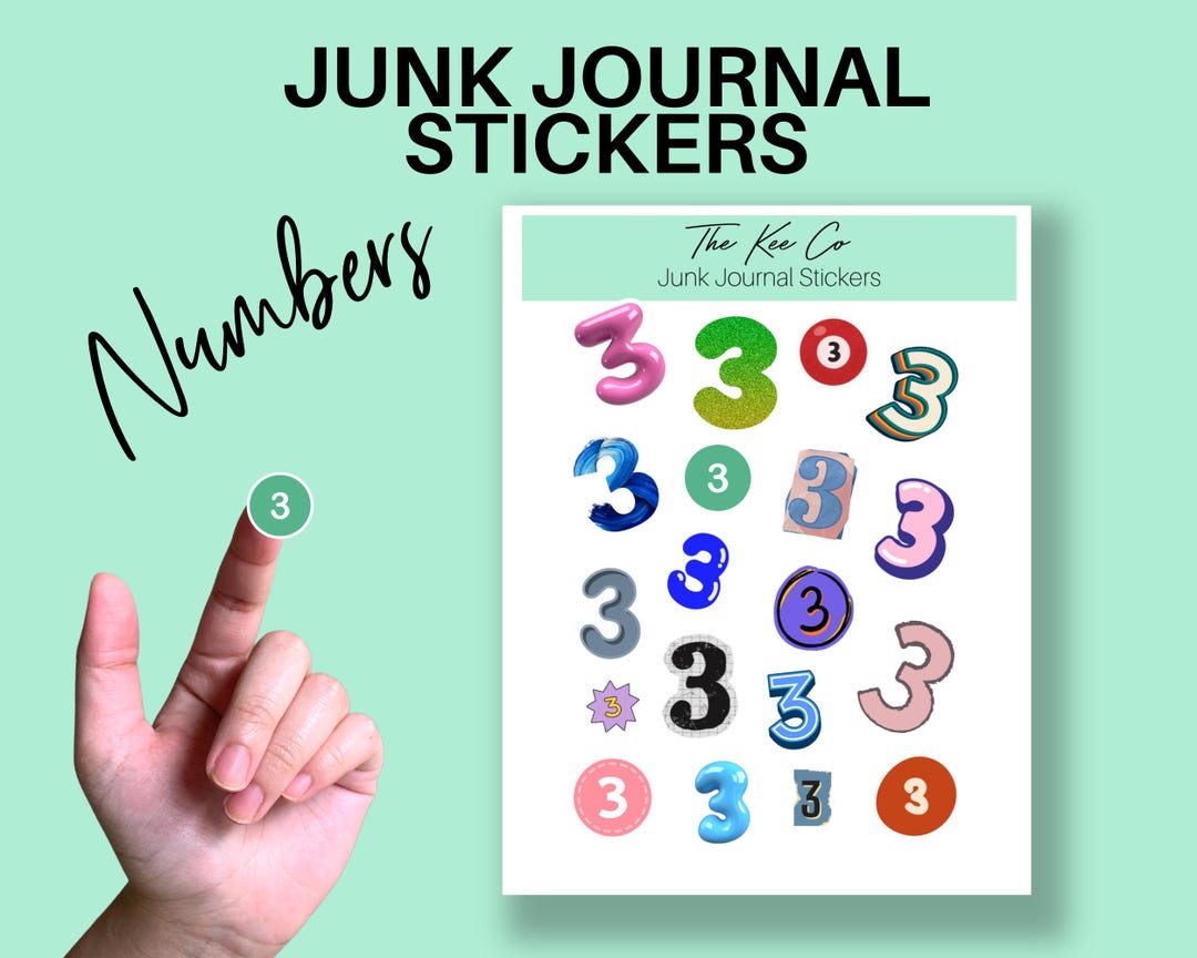 Number Three Sticker Sheets Printable Cricut Print and Cut A-Z Letter ...