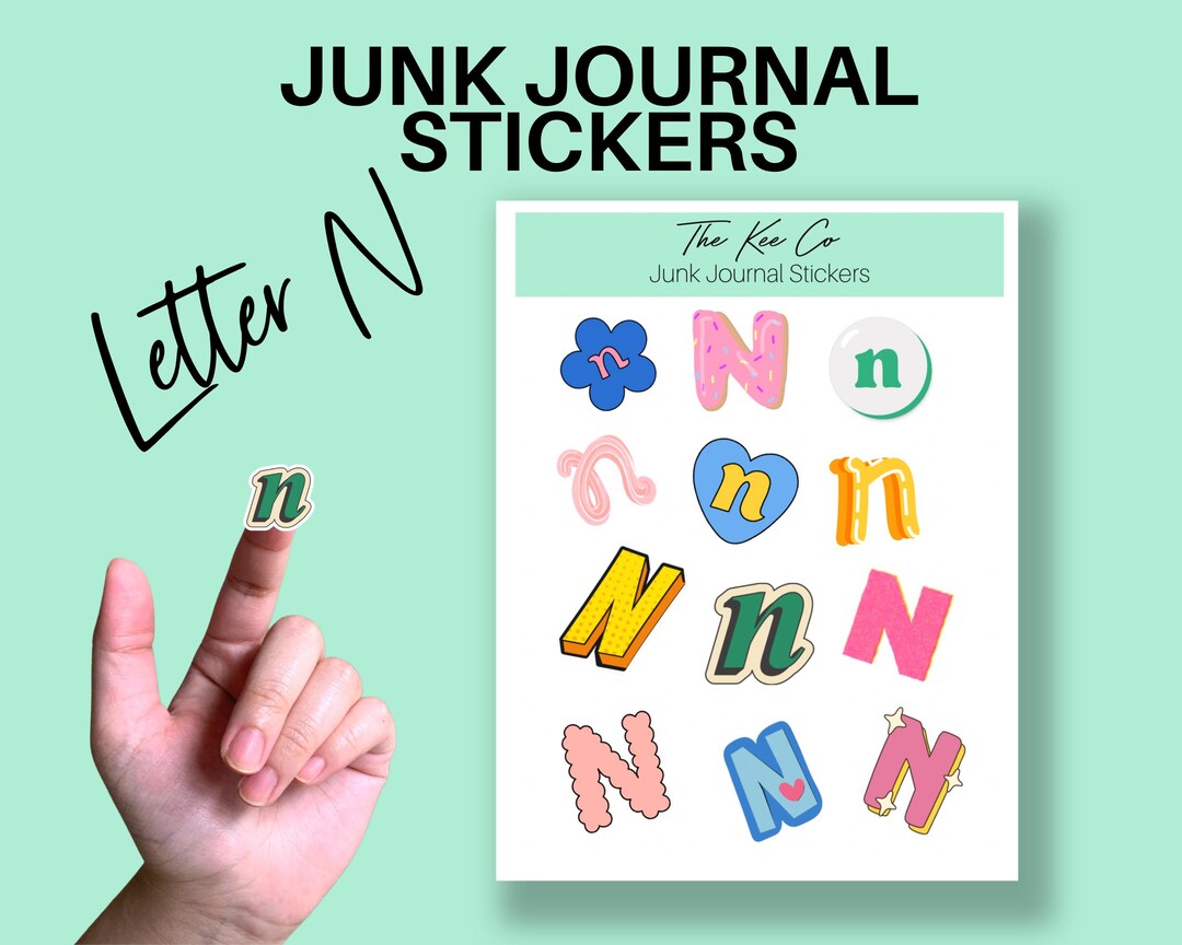 N Alphabet Sticker Sheets Printable Cricut Print and Cut A-Z Letter ...