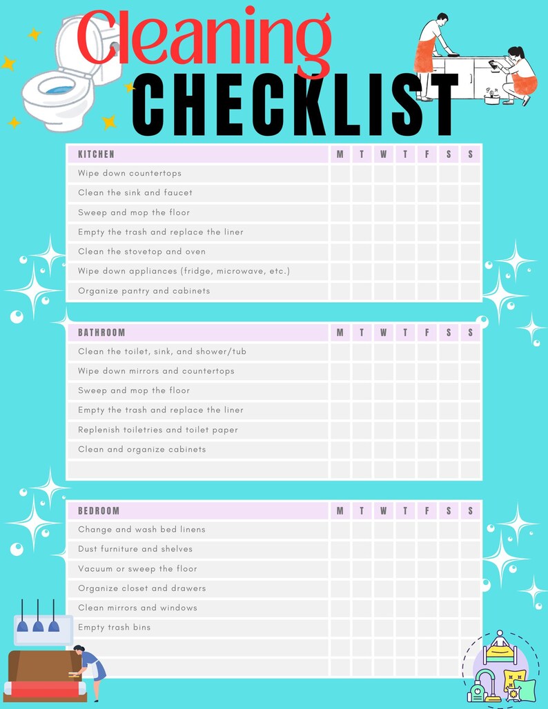 Cleaning Checklist - Etsy