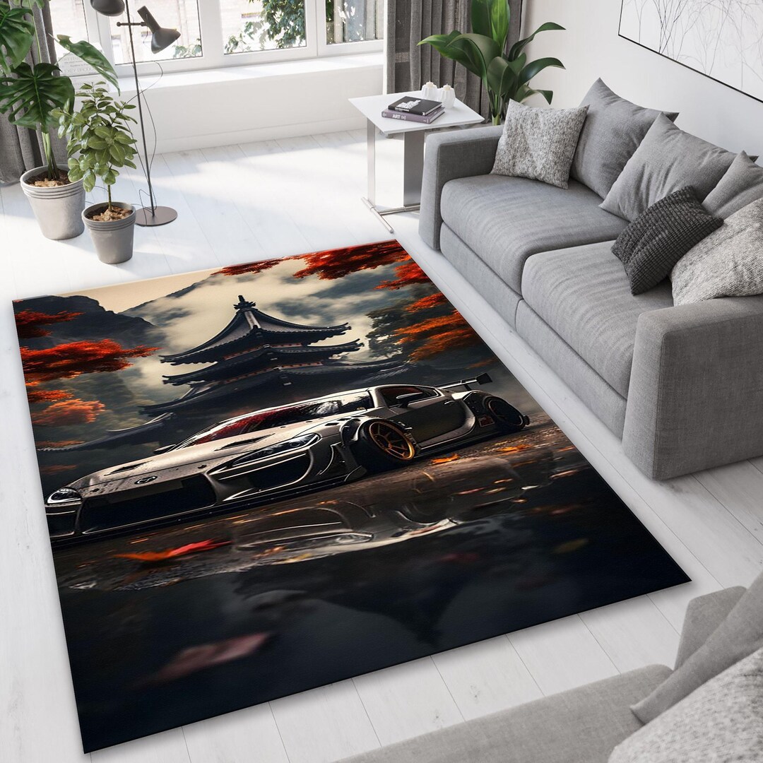Sports Car Rug,toyota Supra,tuning Car Rug, Living Room Rug,teen Room ...