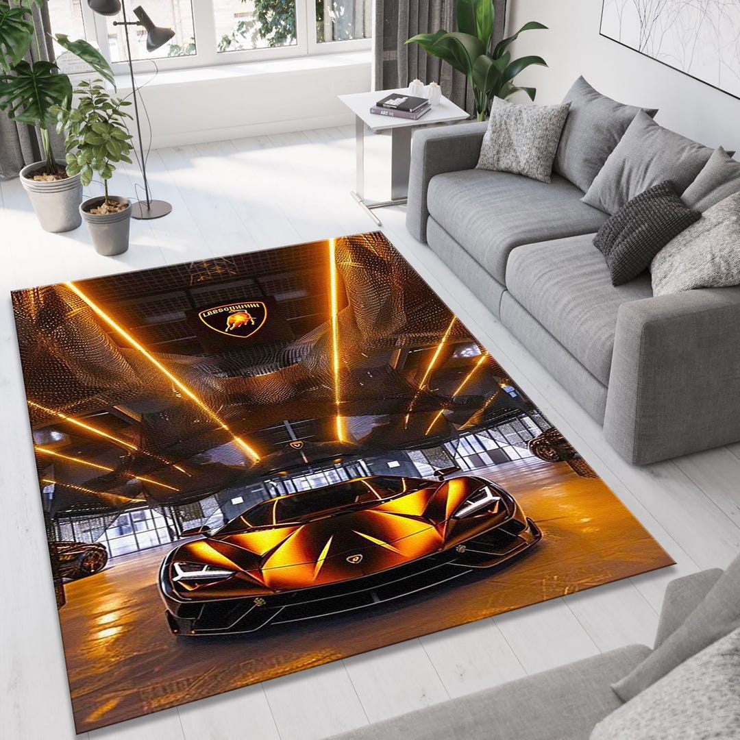 Lamborghini Carpet,sport Car Rug,living Room Rug,custom Rug,gift Rug ...