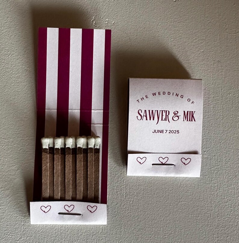 Trendy Matchbook Favor Template Digital | Unique Gift, Personalized ...