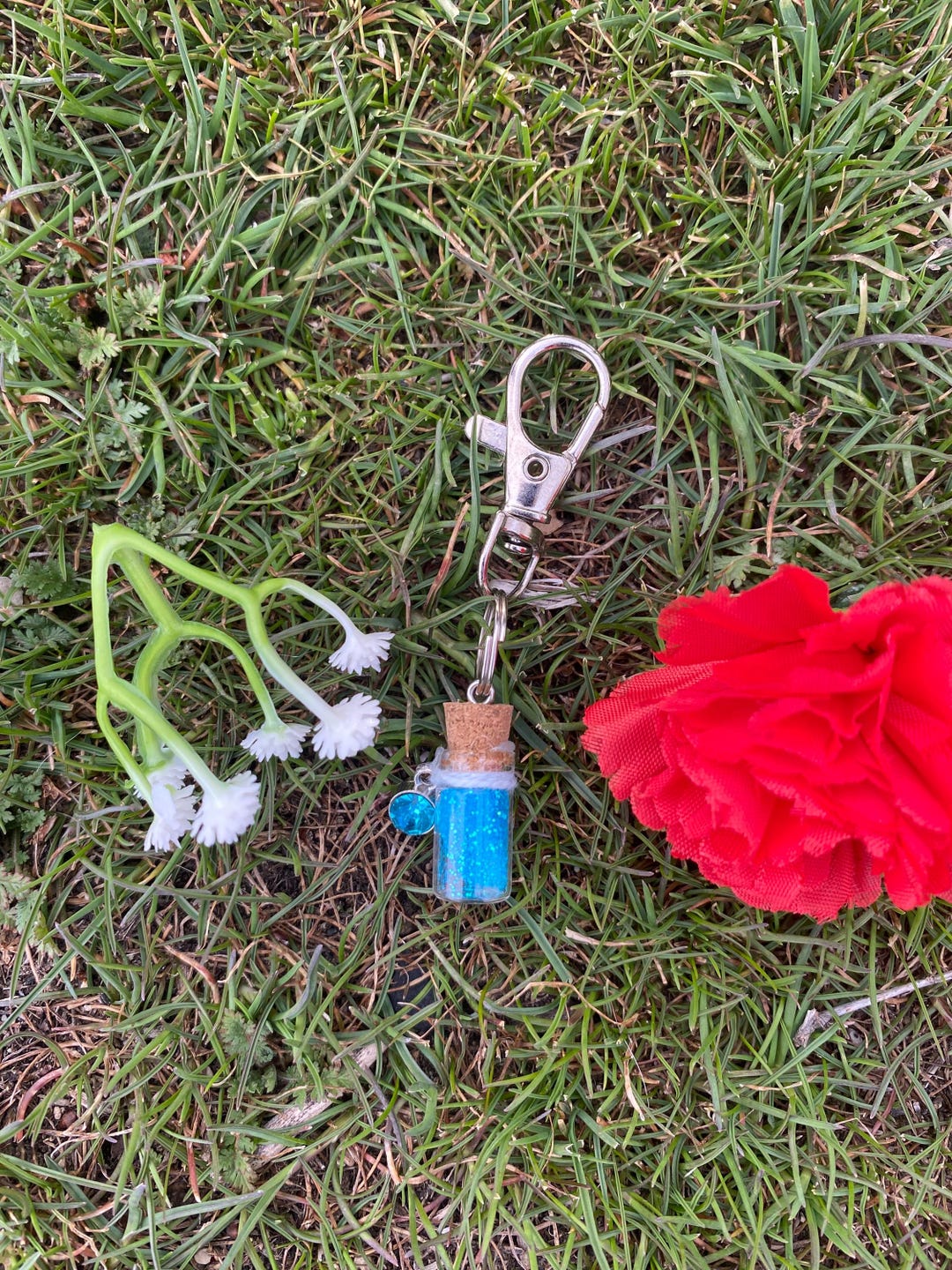 Baby Blue Colored Glitter Glass Bottle Keychain-month Based Inspired ...