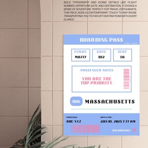 Personalized Boarding Pass Wall Decor - Customizable Flight Ticket Art ...