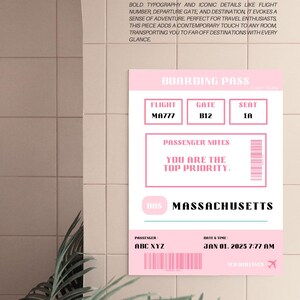 Personalized Boarding Pass Wall Decor - Customizable Flight Ticket Art ...