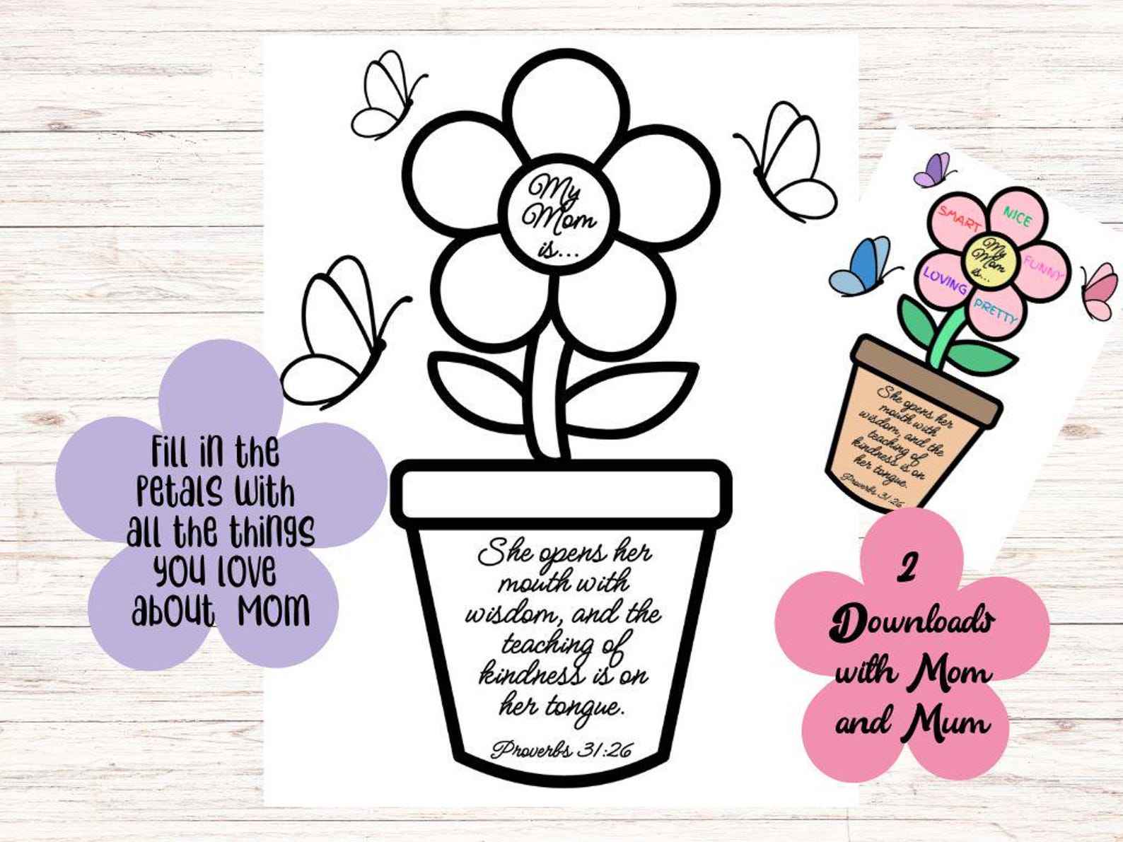 Mother's Day Printable Craft, Christian Mother's Day Activity, Bible ...