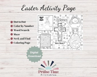 Christian Easter Activity Page: Sunday School Printable (digital ...