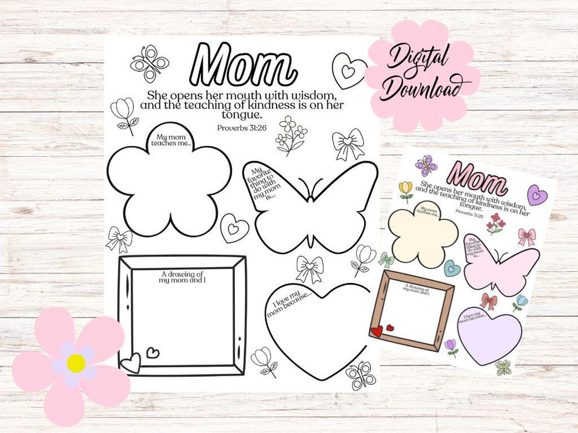 Mother's Day Printable Christian Craft, Church Activity, Bible Coloring ...