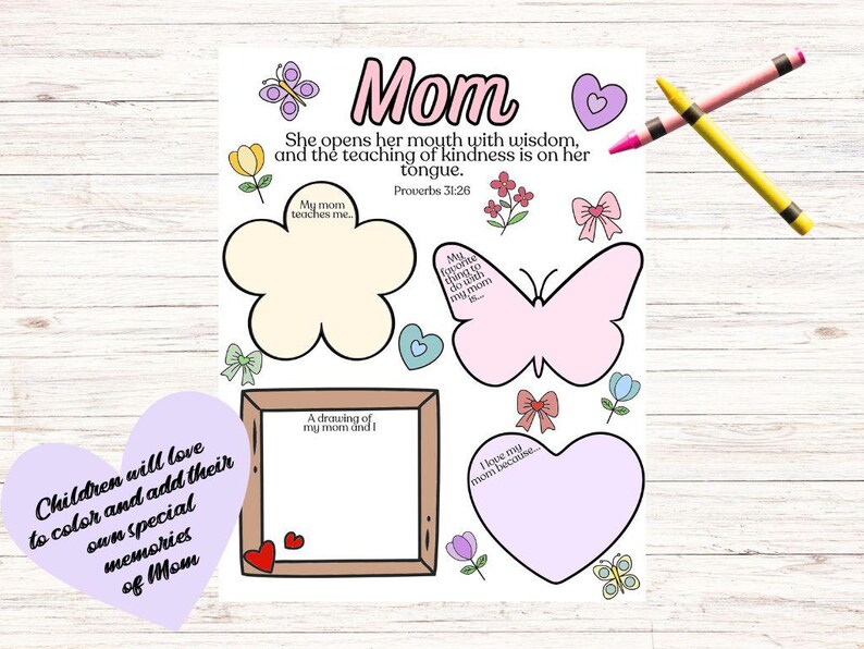 Mother's Day Coloring Page: All About My Mom Keepsake (digital Download ...
