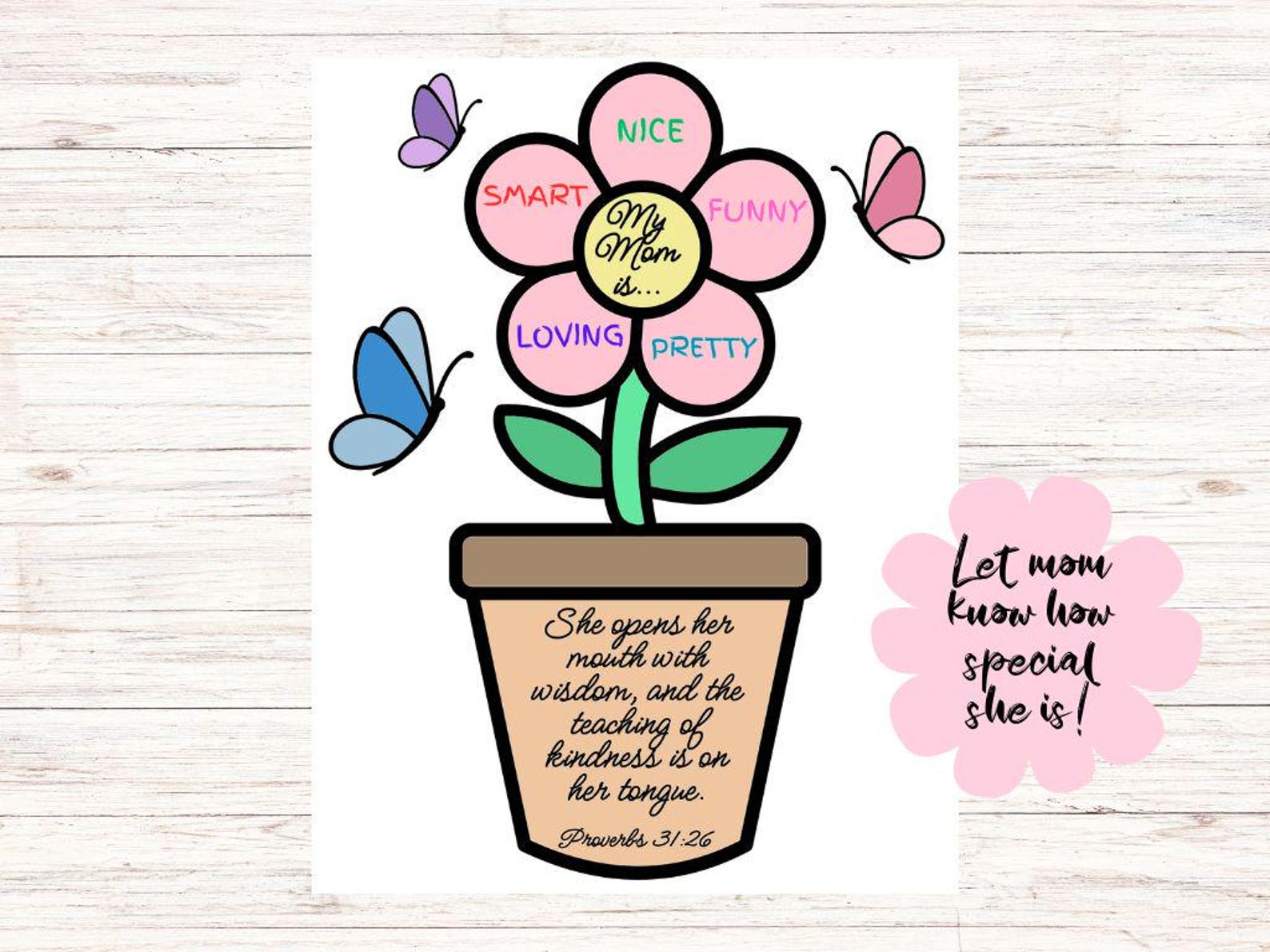 Mother's Day Printable Craft, Christian Mother's Day Activity, Bible ...