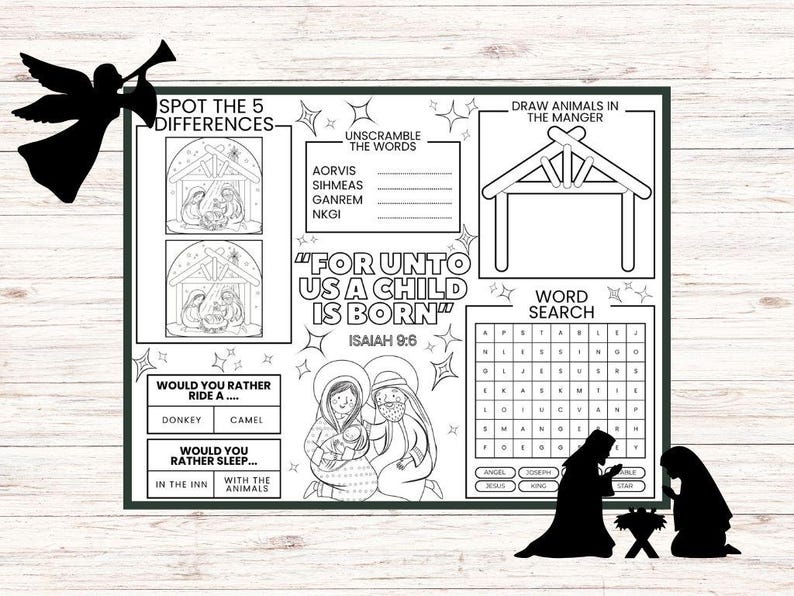 Christmas Nativity Activity and Coloring Pages for Church or Home, 2 ...