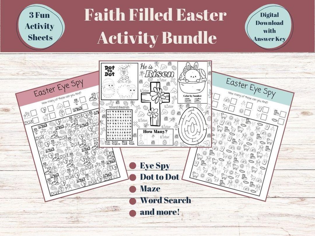 Faith Filled Easter Activity Bundle: Printable Puzzles (digital ...