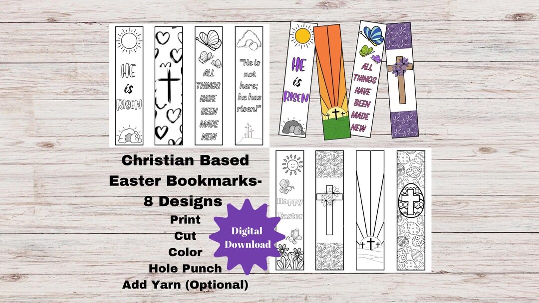 8 Easter Printable Christian Bookmarks | Sunday School Coloring | Bible ...