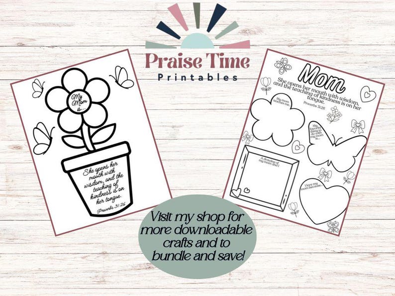 Mother's Day Printable Craft, Christian Mother's Day Activity, Bible ...