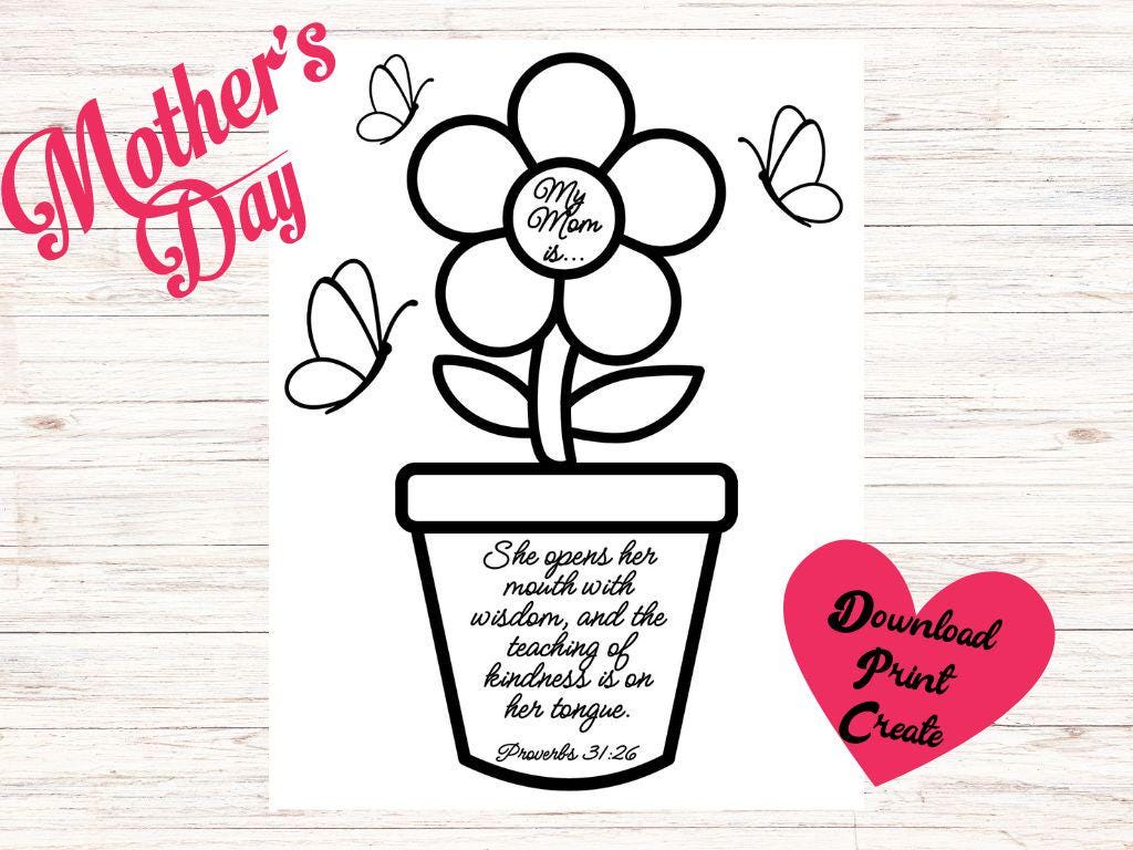 Mother's Day Printable Craft, Christian Mother's Day Activity, Bible ...