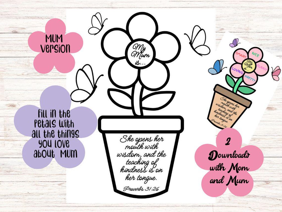 Mother's Day Printable Craft, Christian Mother's Day Activity, Bible ...