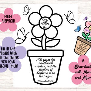 Mother's Day Printable Craft, Christian Mother's Day Activity, Bible ...