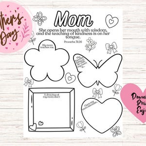 Mother's Day Coloring Page: All About My Mom Keepsake (digital Download ...
