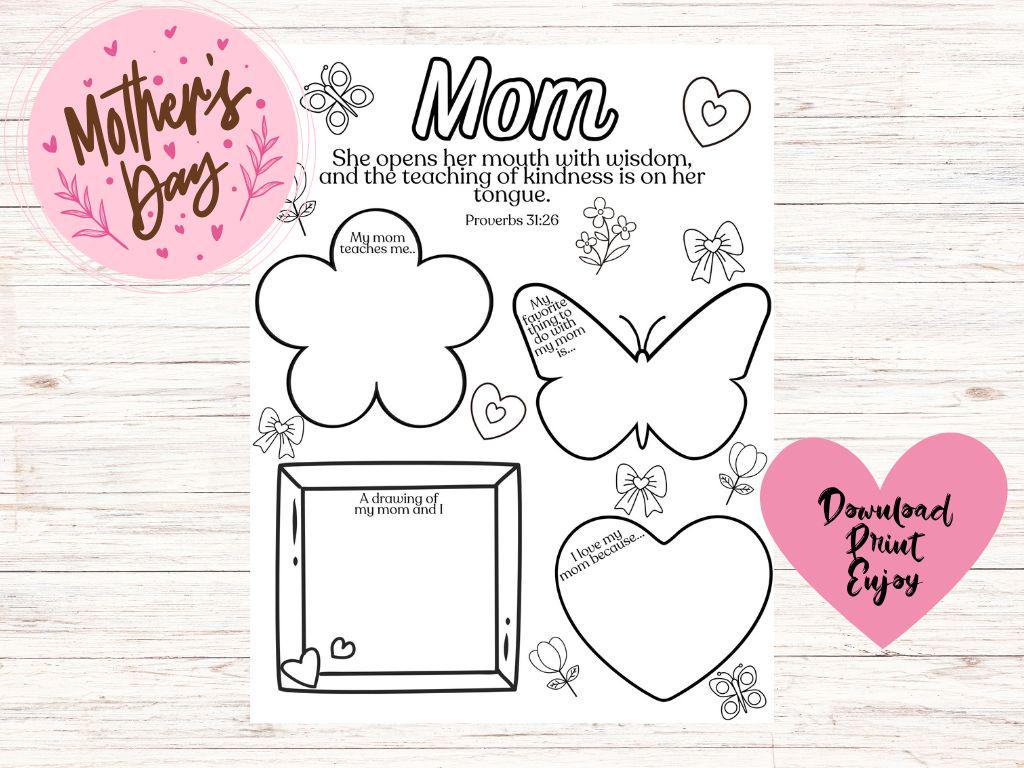 Mother's Day Coloring Page: All About My Mom Keepsake (digital Download ...