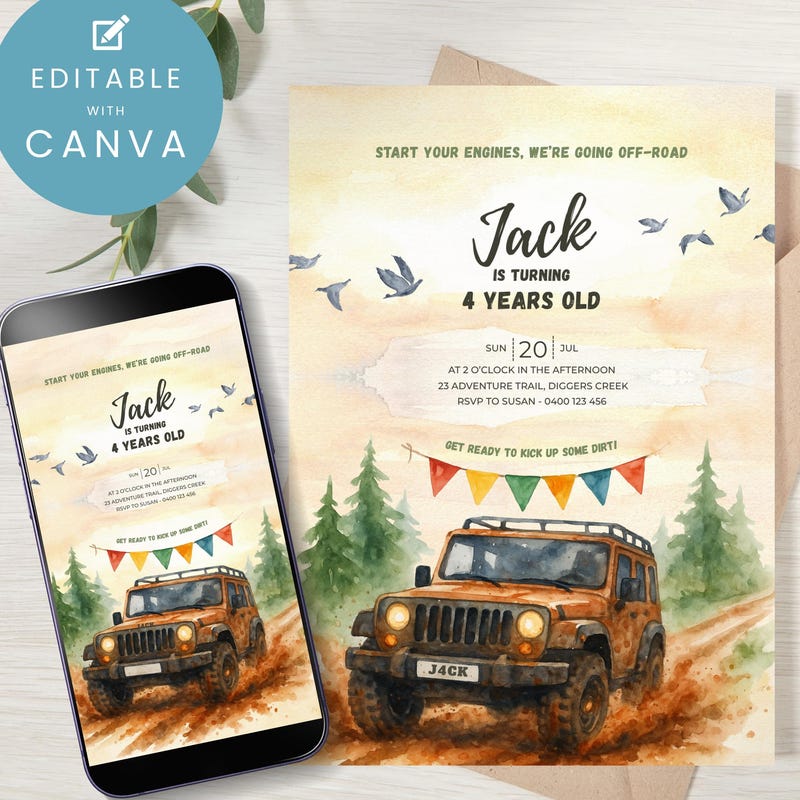 Jeep Birthday Card - Etsy