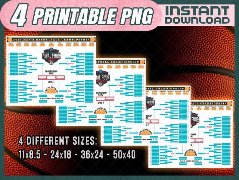 2025 Men's Basketball Tournament Brackets, Printable Championship Game ...