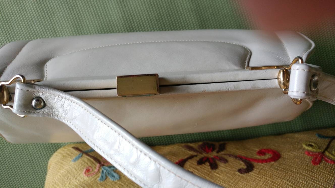 60s Purse 60s Handbag Cream Purse Cream Leather 60s Mod | Etsy
