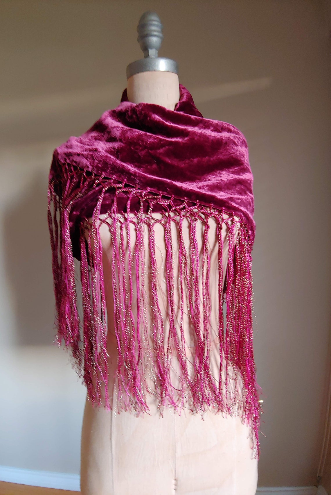 Velvet Scarf With Fringe, Velvet Wrap, Italian Wrap, Dressy Wrap ...