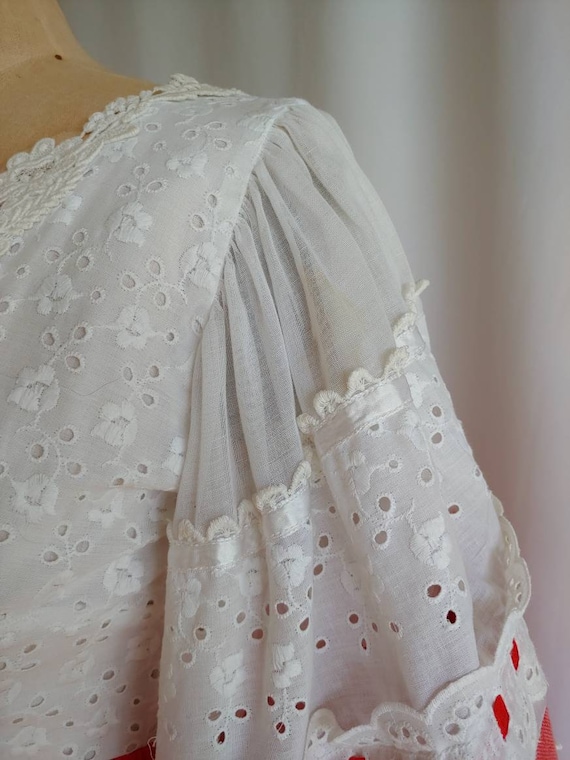 60s broderie anglaise loom woven flax Gunne Sax style… - Gem