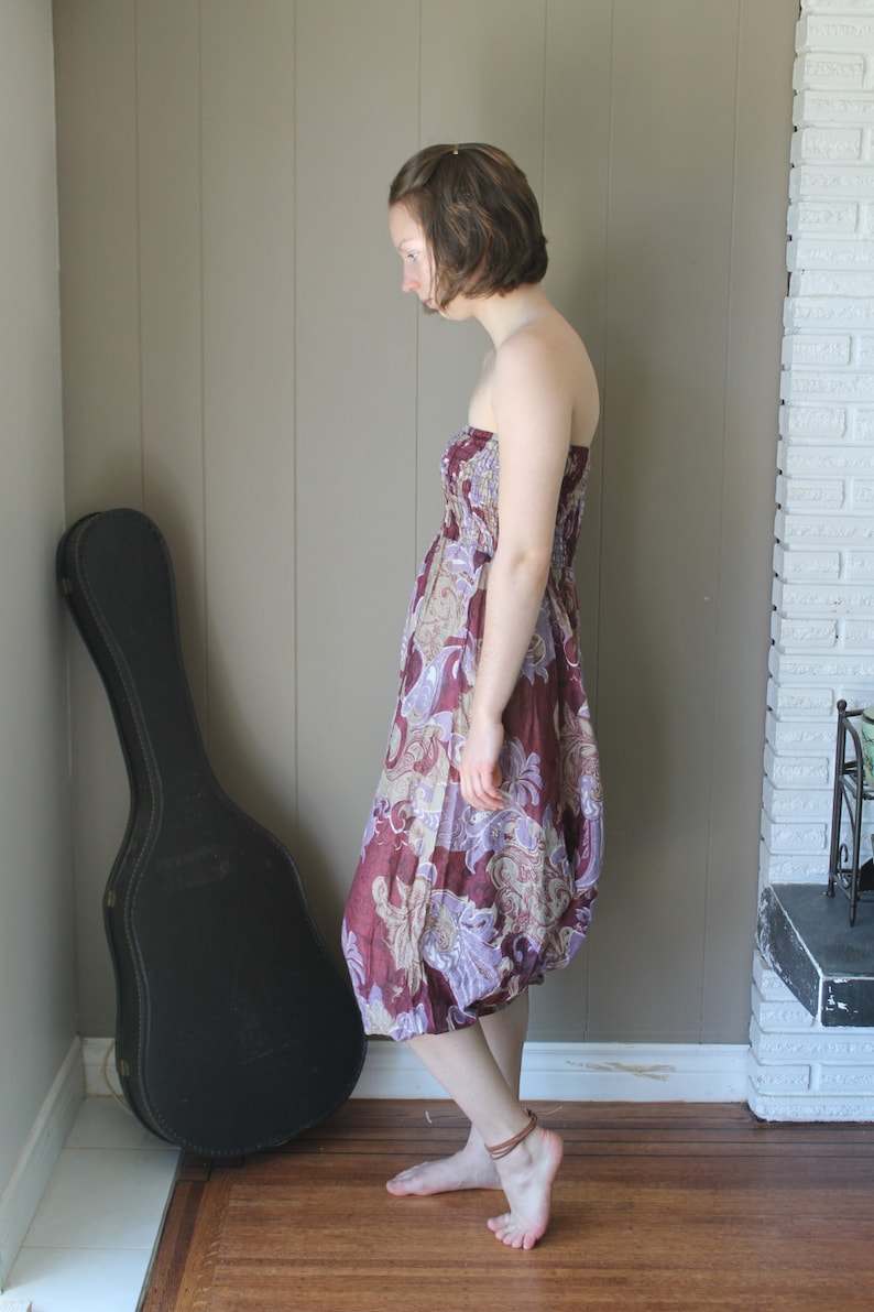90s Baroque Harem Pant Romper Sheer Strapless Romper Flowy - Etsy