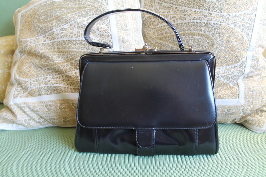 French Black Leather Purse, Dofan Leather Handbag, Black Purse, Jackie ...