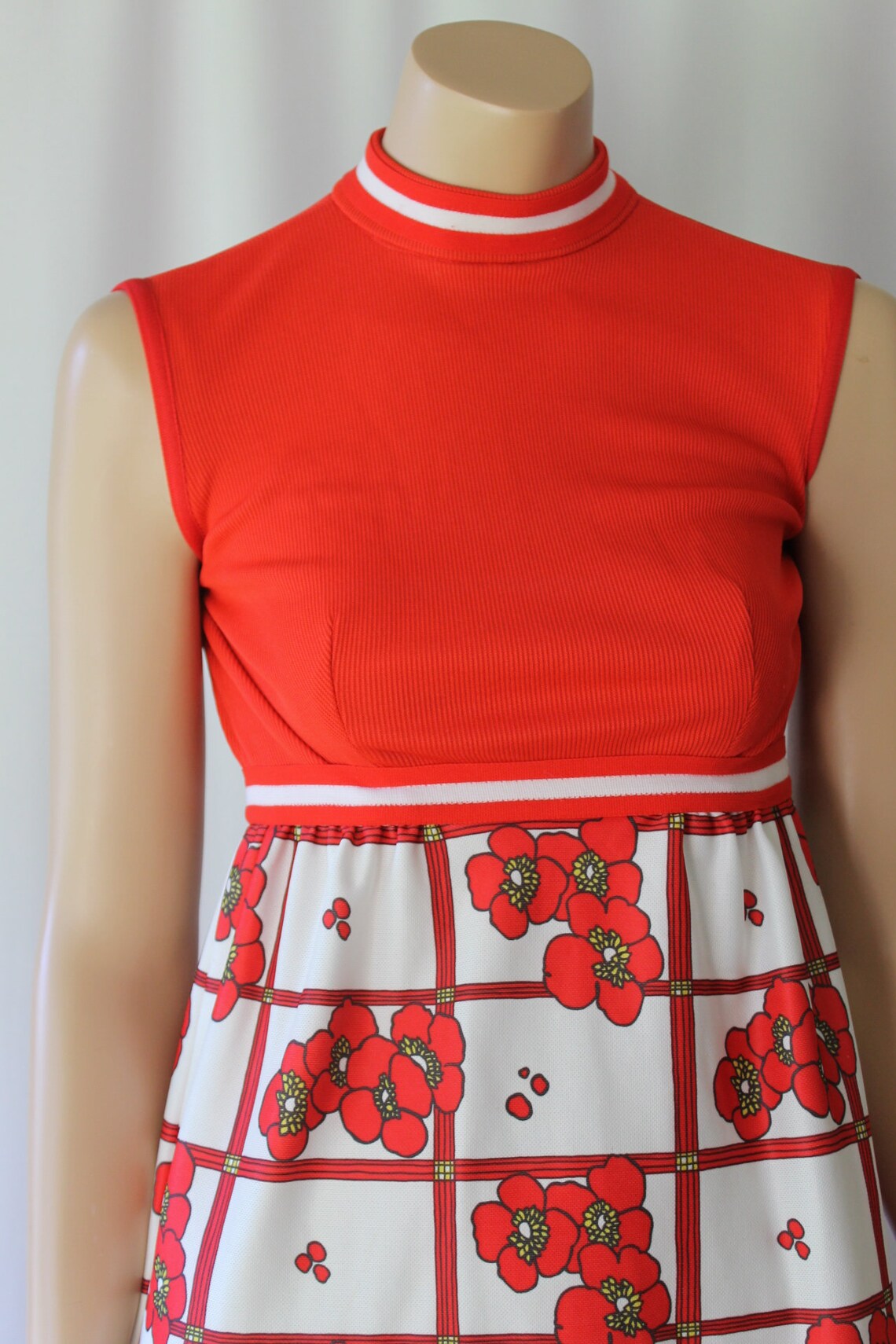 60s Mod Poppies Op Art Peter Max Xs Graphic Knit Red White Kawaii ...