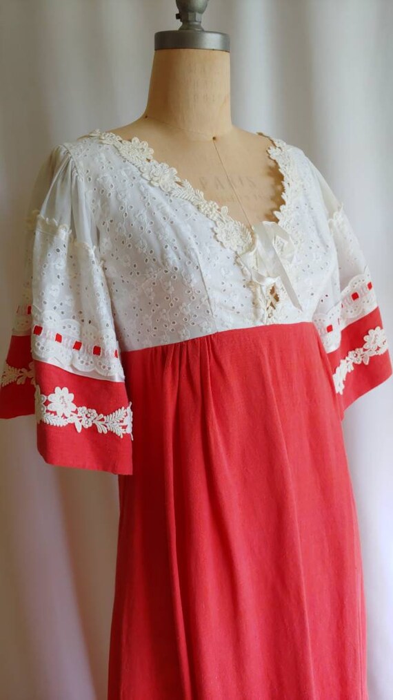 60s broderie anglaise loom woven flax Gunne Sax style… - Gem