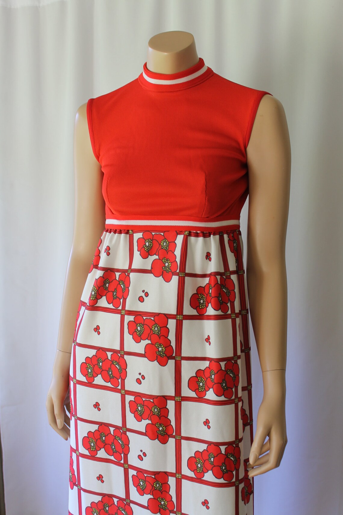 60s Mod Poppies Op Art Peter Max Xs Graphic Knit Red White Kawaii ...