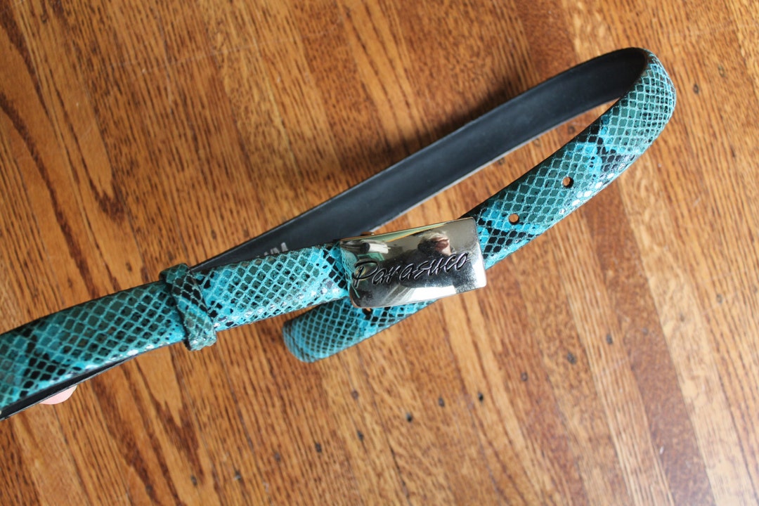 80s Eelskin Parasuco Belt Turquoise Size Medium 29 to 32 Inch Waist - Etsy