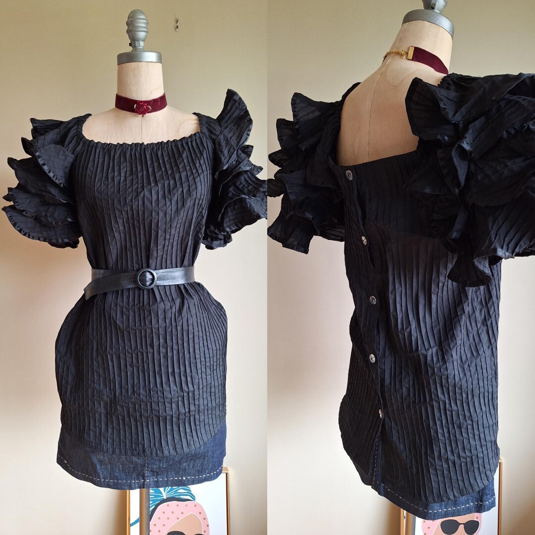 Vintage 1960s Tachi Castillo Designer Mini Dress off the Shoulder ...
