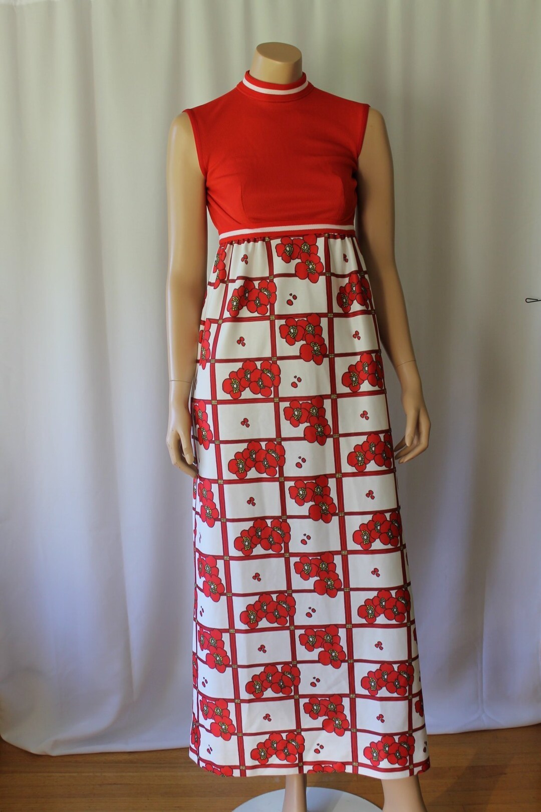 60s Mod Poppies Op Art Peter Max Xs Graphic Knit Red White Kawaii ...