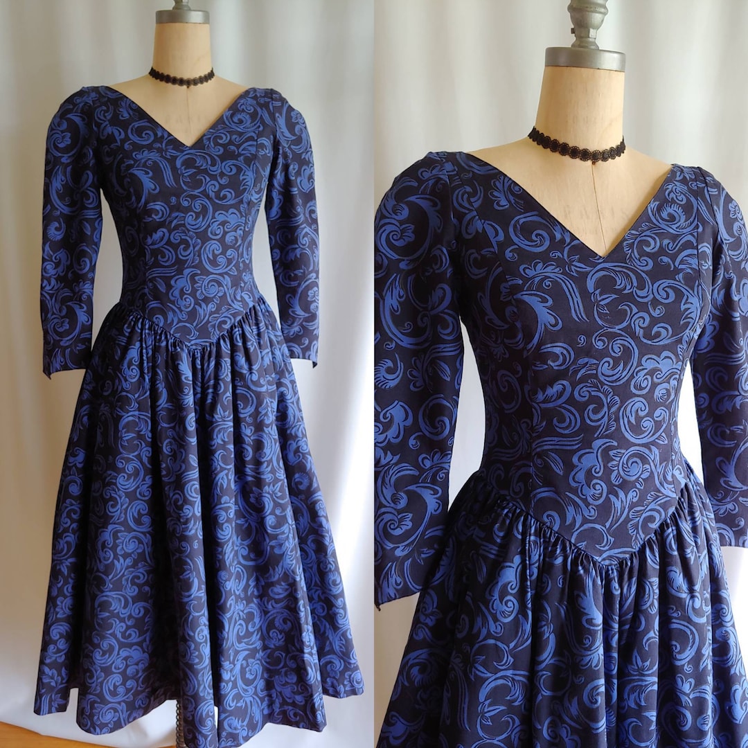 Laura Ashley Baroque Print Edwardian Cotton Dress US Size 10 - Etsy