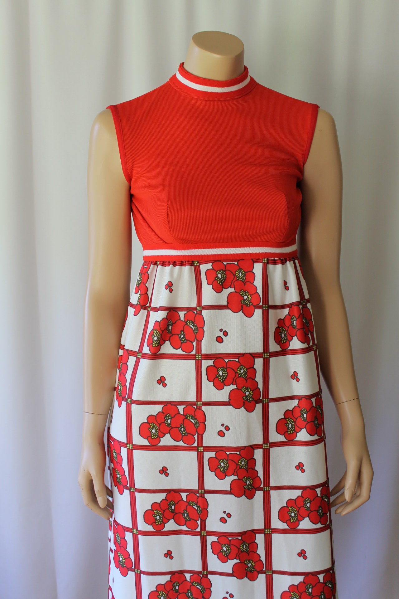 60s Mod Poppies Op Art Peter Max Xs Graphic Knit Red White Kawaii ...
